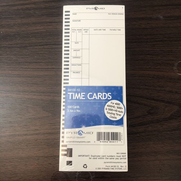 PYRAMID | Other | Pyramid Punch Card Time Clock System0pack 4410010 ...